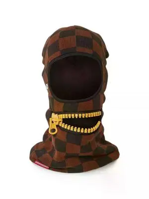 SPRAYGROUND Check-knit Zipper-detail Ski Mask - Brown