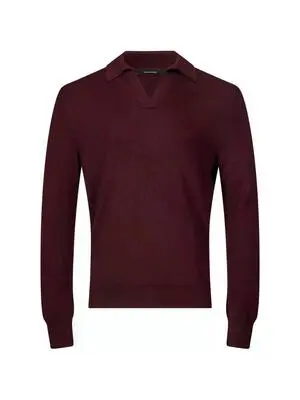 Tagliatore Zayn Fine-knit Open-collar Polo Shirt - Red