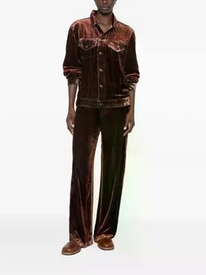PIERRE-LOUIS MASCIA Kandox Velvet-effect Buttoned Oversized Jacket - Brown