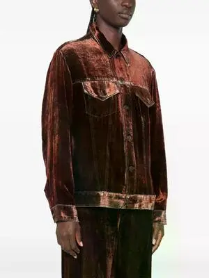 PIERRE-LOUIS MASCIA Kandox Velvet-effect Buttoned Oversized Jacket - Brown