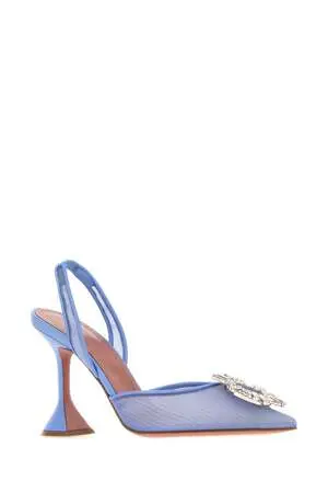 Amina Muaddi Cerulean Mesh Begum Pumps - Blue