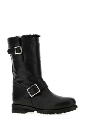 JIMMY CHOO Leather Biker Boots - Black