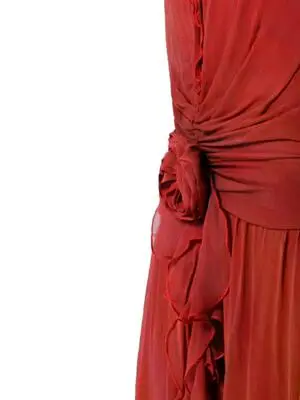 Blumarine Ruffled Rosette-detail Maxi Dress - Red
