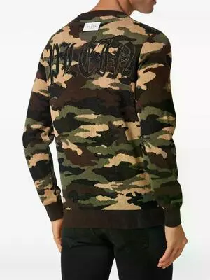 Philipp Plein Camouflage-print Merino Wool Sweater