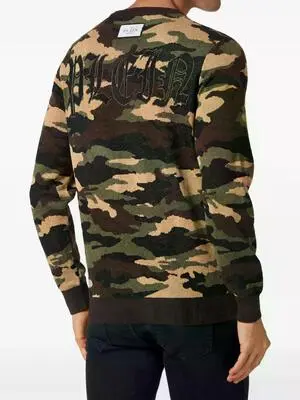 Philipp Plein Camouflage-print Merino Wool Sweater