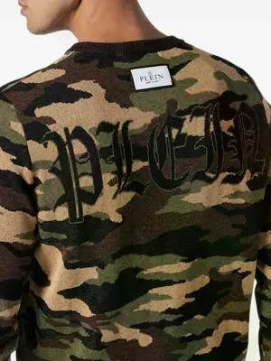 Philipp Plein Camouflage-print Merino Wool Sweater