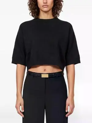 GOTHA Lilou Cropped Short-sleeve Sweater - Black