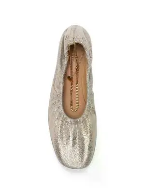 Stella McCartney Chain-detail Crackled-effect Ballet Flats