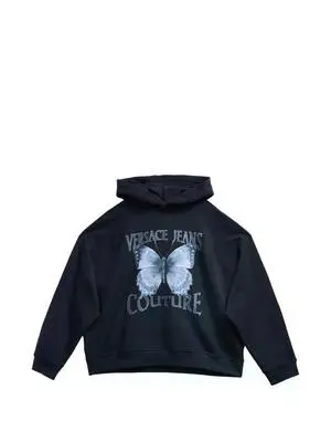 Versace Cabinet De Curiosité Butterfly-print Hoodie - Black