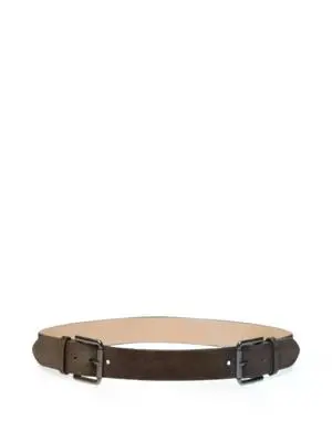 Max Mara Suede Double-buckle Belt - Brown