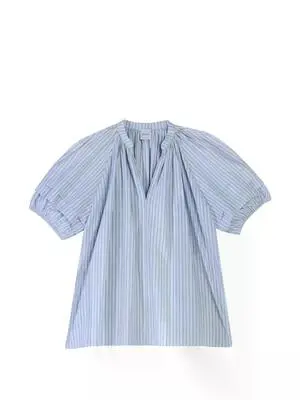 Paul Smith Striped Ruffle-sleeve Blouse - Blue