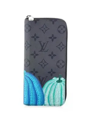 LOUIS VUITTON Zippy Wallet Yayoi Kusama Pumpkins Reverse Monogram Eclipse Canvas Vertical Small Wallets - Black