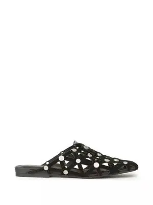 Ash Bone Studded Cage-style Mules