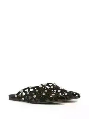 Ash Bone Studded Cage-style Mules