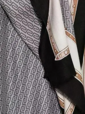 Liu Jo Monogram-print Frayed Scarf - Neutrals