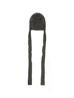 LISA YANG Brushed-finish Tie-fastening Beanie Hat Grey