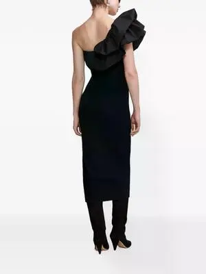 Essentiel Antwerp Klack Ruffled Asymmetric Slim-fit Midi Dress