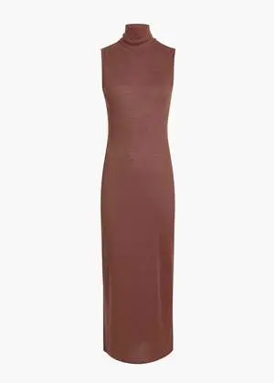 Khaite Demi Dress In Wool Silk - Chestnut