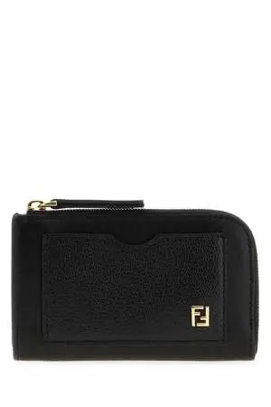 Fendi Leather Ff Card Holder - Black