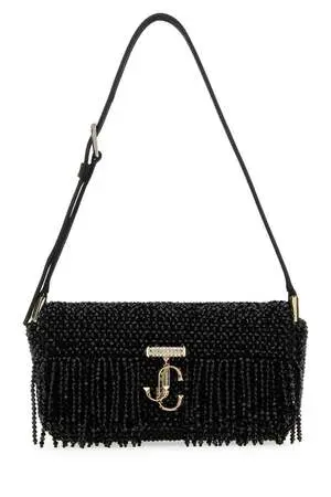 JIMMY CHOO Satin Mini Avenue Shoulder Bag - Black
