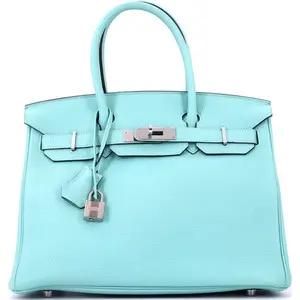Hermès Birkin Handbag Togo With Palladium Hardware 30 - Blue