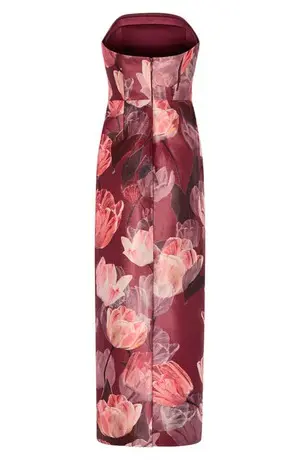 MILLY Orion Tulip Brocade Strapless Maxi Dress