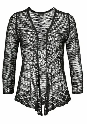 LASCANA Open Work Cardigan - Black