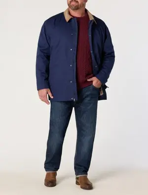 OAK HILL BY DXL Big & Tall Corduroy Collar Barn Coat
