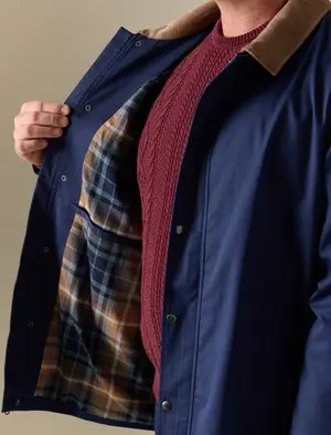 OAK HILL BY DXL Big & Tall Corduroy Collar Barn Coat
