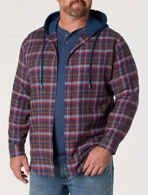 TRUE NATION BY DXL Big & Tall Hooded Flannel Shirt Jacket V2