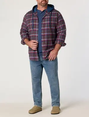 TRUE NATION BY DXL Big & Tall Hooded Flannel Shirt Jacket V2