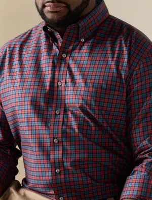 Brooks Brothers Big & Tall Non-iron Fall Patterned Sport Shirt - Brandy Check