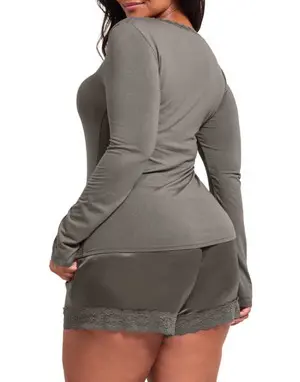 ADORE ME Kezha Pajama Long Sleeve Top & Short Set