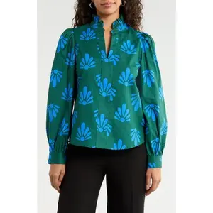 SUGARLIPS Adelia Geo Floral Split Neck Top