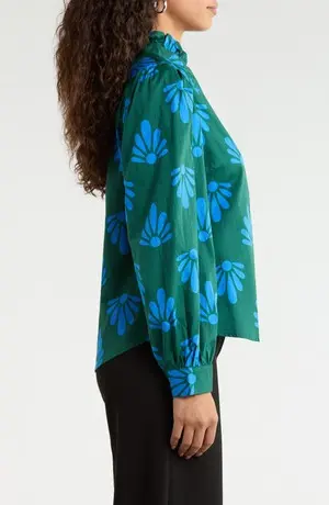 SUGARLIPS Adelia Geo Floral Split Neck Top