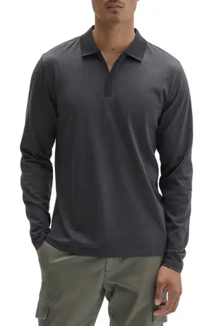 Robert Barakett Whistler Long Sleeve Cotton Polo Black