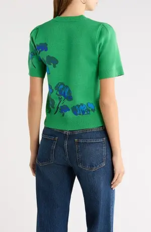 SUGARLIPS Kersey Floral Short Sleeve Sweater