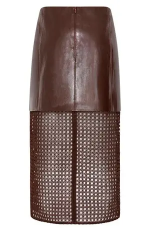 MILLY Novah Faux Leather Midi Skirt