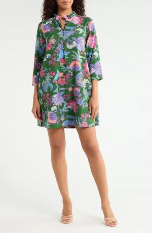 SUGARLIPS Elara Floral Ruelle Ruffle Neck Minidress
