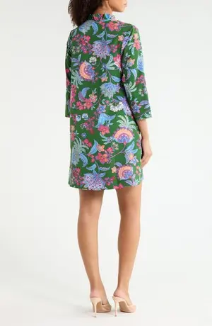 SUGARLIPS Elara Floral Ruelle Ruffle Neck Minidress