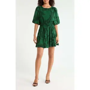 SUGARLIPS Benti Floral Print Smocked Waist Dress
