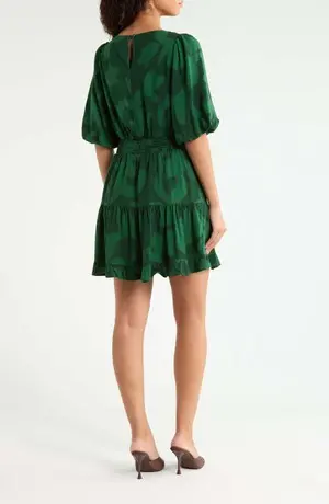 SUGARLIPS Benti Floral Print Smocked Waist Dress