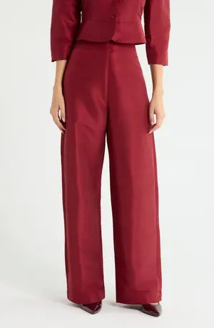 SUGARLIPS Hestia Wide Leg Pants Burgundy