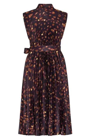 MILLY Johanna Printed Pleated Midi Dress