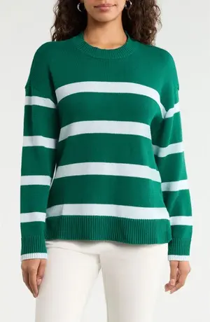 SUGARLIPS Saphy Stripe Sweater - Emerald-multi