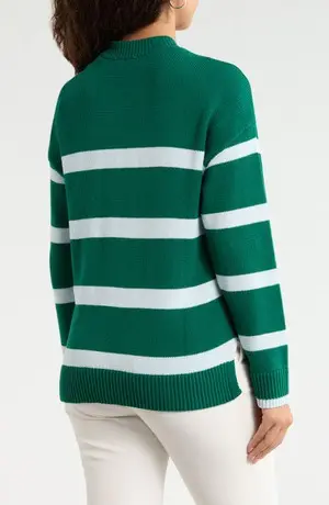 SUGARLIPS Saphy Stripe Sweater - Emerald-multi