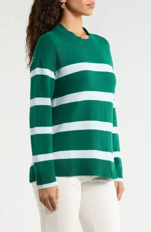 SUGARLIPS Saphy Stripe Sweater - Emerald-multi
