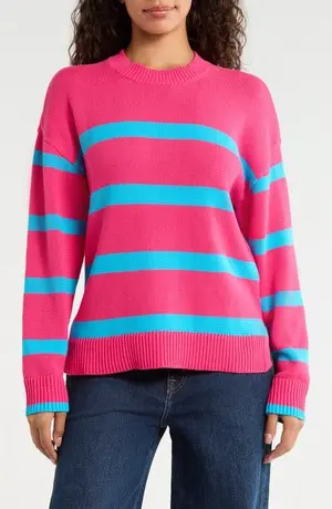 SUGARLIPS Saphy Stripe Sweater - Fuchsia-multi