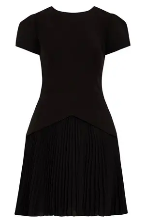 MILLY Haddy Pleated Minidress - Black
