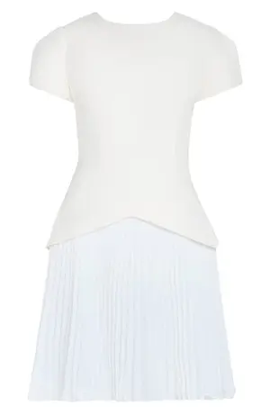 MILLY Haddy Pleated Minidress - Ecru